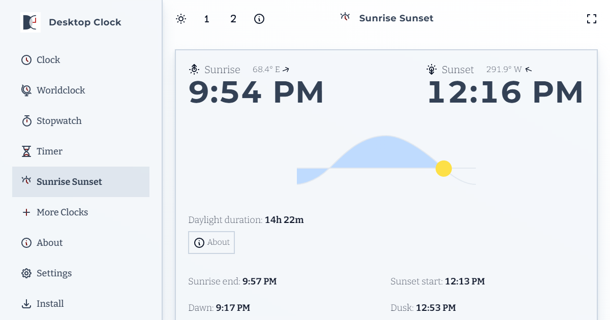 Sunrise Sunset - Desktop Clock